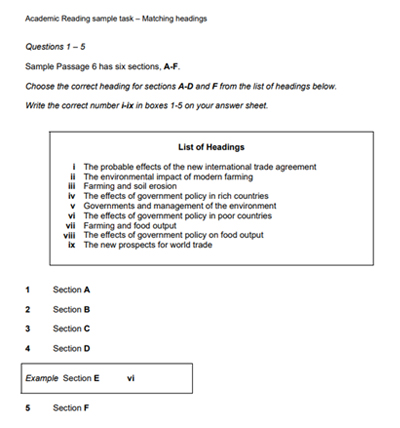 IELTS Reading test - How to deal with matching heading questions